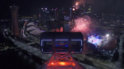 seen from singapore flyer fireworks high... | Stock Video | Pond5