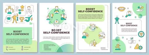 Self confidence boosting green brochure template ~ Clip Art #219030107