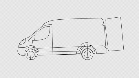 Self drawing animation of cargo van with... | Stock Video | Pond5