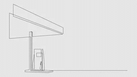 Self drawing animation of gas station bu... | Stock Video | Pond5