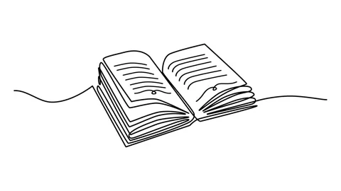 Self drawing animation of open book. | Stock Video | Pond5