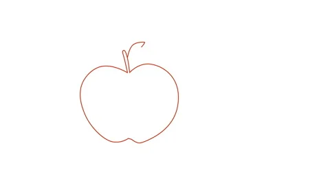 Self drawing animation of red apple outl... | Stock Video | Pond5
