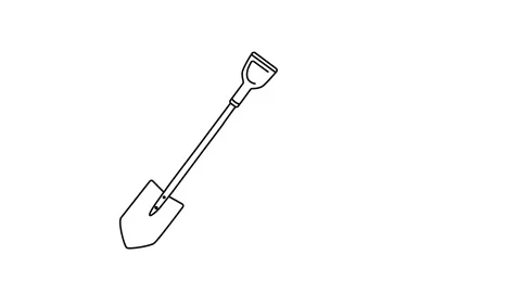 Self drawing animation of shovel outline... | Stock Video | Pond5