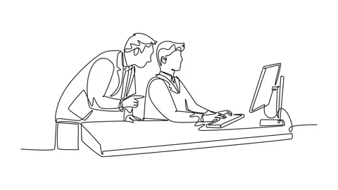 Self drawing animation of single line dr... | Stock Video | Pond5