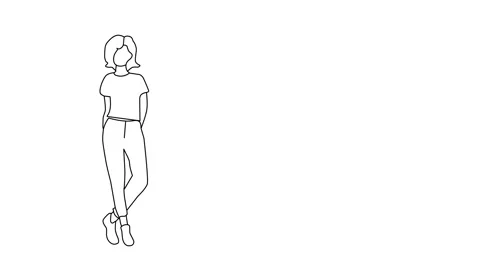Self drawing animation of standing girl.... | Stock Video | Pond5