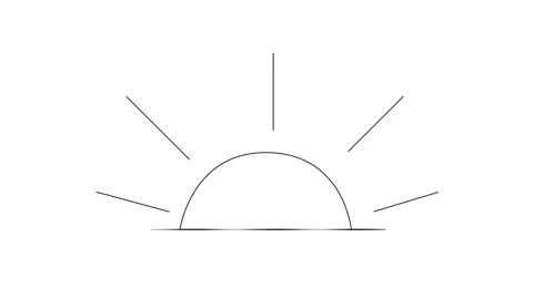 Self drawing animation of sun rising on ... | Stock Video | Pond5