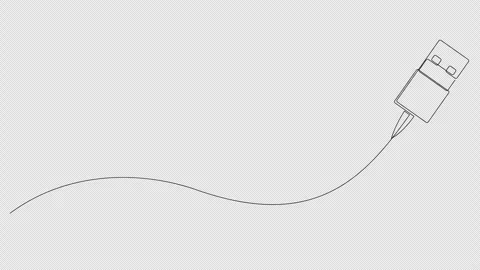 Self drawing animation of USB data cable... | Stock Video | Pond5
