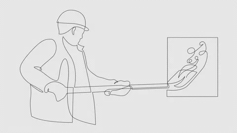 Self drawing animation of worker insert ... | Stock Video | Pond5