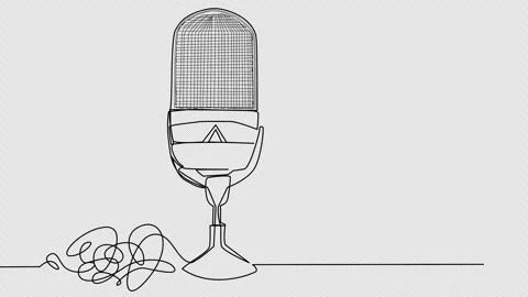 Self-drawing of an audio broadcaster mic... | Stock Video | Pond5