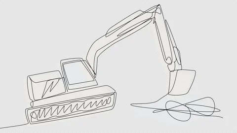 Self-drawing of a digging Excavator in o... | Stock Video | Pond5