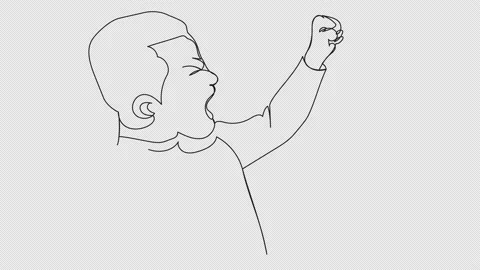 Self-drawing of a disgruntled man with a... | Stock Video | Pond5