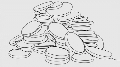 Self-drawing of gold coins in one line a... | Stock Video | Pond5
