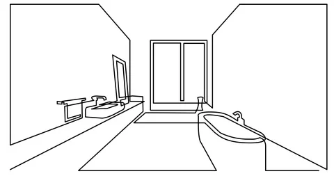 Bathroom Line Drawing Stock Video Footage | Royalty Free Bathroom Line ...