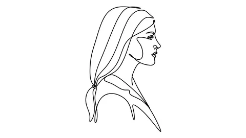 Self drawing of line drawing hand Woman... | Stock Video | Pond5