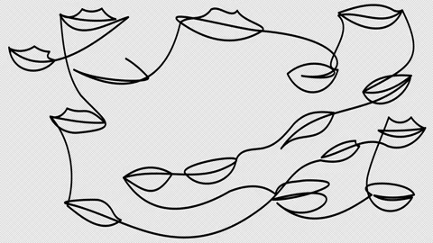 Self-drawing of many lips in one line | Stock Video | Pond5