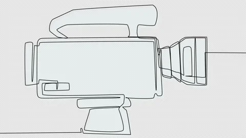 Self-drawing of a movie camera with sing... | Stock Video | Pond5