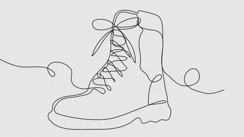 Self-drawing of one line shoes with blue... | Stock Video | Pond5