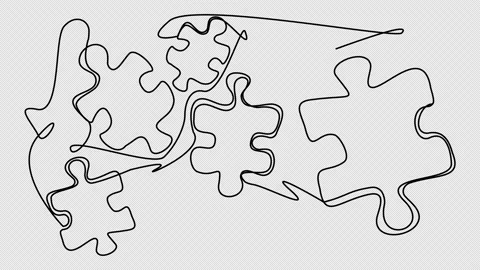 Self-drawing puzzles in one line on a wh... | Stock Video | Pond5