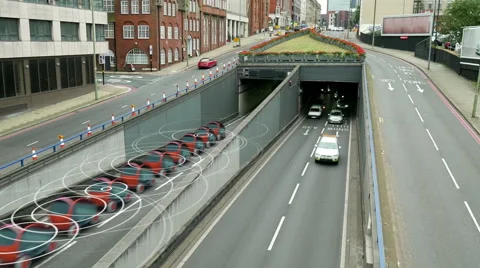 Self driving, autonomous car simulation. | Stock Video | Pond5