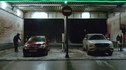 Self-service car wash at night | Stock Video | Pond5
