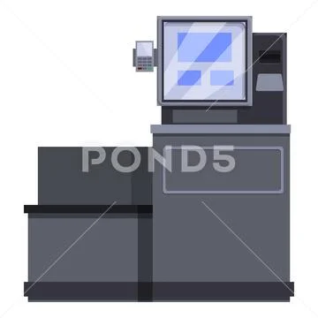 Self service display icon cartoon vector. Grocery kiosk: Royalty Free ...