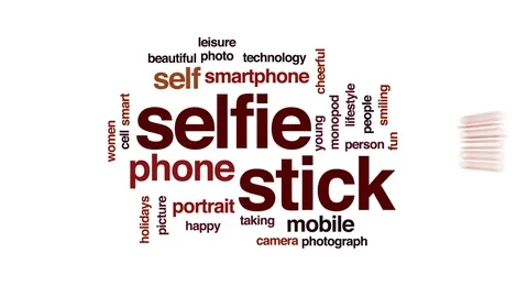 Selfie stick animated word cloud, text d... | Stock Video | Pond5