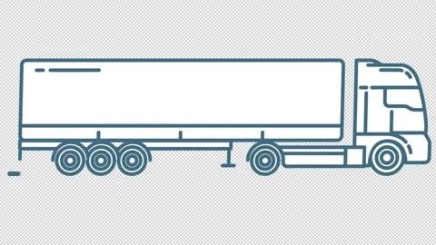 Semi-Trailer Truck line icon on the Alph... | Stock Video | Pond5