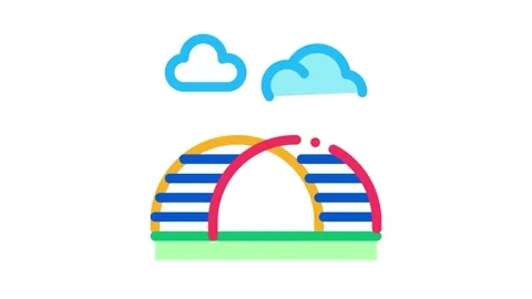 semicircular hill ladder rainbow Icon An... | Stock Video | Pond5