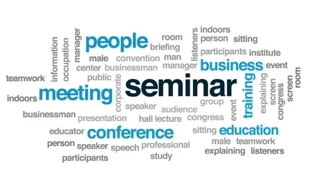 Seminar animated word cloud, text design... | Stock Video | Pond5