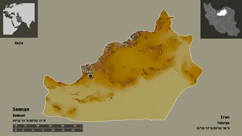 Semnan location. Iran. Relief map | Stock Video | Pond5