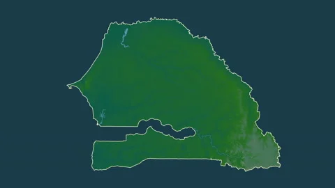 Senegal map - cartoon. Border. Physical. | Stock Video | Pond5