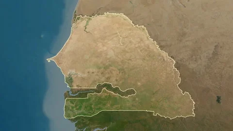 Senegal map - solid. Regions. Satellite.... | Stock Video | Pond5