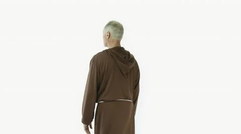 Senior caucasian monk isolated on white ... | Stock Video | Pond5