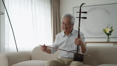 Senior Chinese man playing traditional m... | Stock Video | Pond5