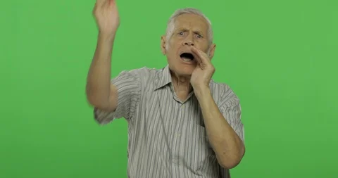 Senior man shout. Handsome old man on ch... | Stock Video | Pond5