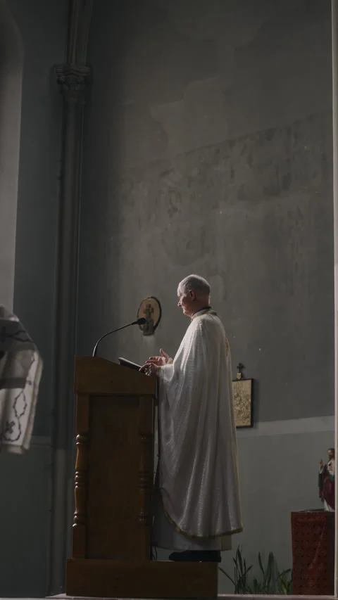 Senior Pastor Preaching with Bible in Ch... | Stock Video | Pond5