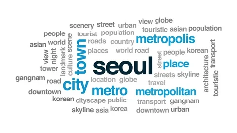 Seoul animated word cloud, text design a... | Stock Video | Pond5