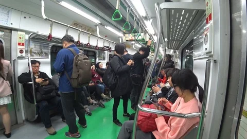SEOUL, KOREA : View inside metro train. | Stock Video | Pond5