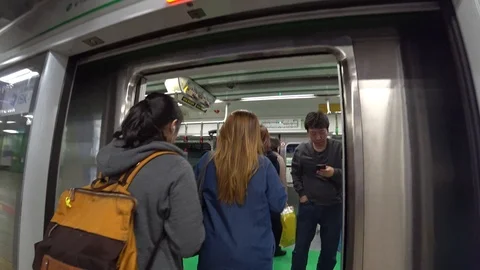 SEOUL, KOREA : View inside metro train. | Stock Video | Pond5