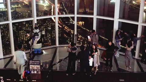 The Seoul Sky observation deck at night,... | Stock Video | Pond5