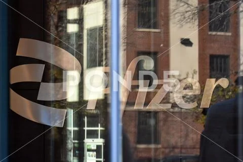 September 2023 Cambridge MA USA. Pfizer's corporate logotype in Stock ...