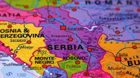 Serbia on a political map - closeup | Stock Video | Pond5