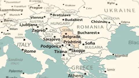 Serbia on the world map. Smooth map rota... | Stock Video | Pond5