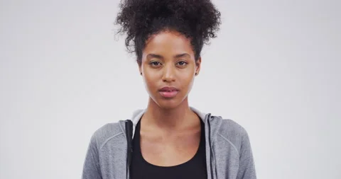 Serious black woman, blank stare and sta... | Stock Video | Pond5