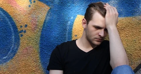 Serious Handsome Guy Looking Sad Have Ha... | Stock Video | Pond5