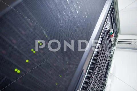 Server rack cluster in a data center (shallow DOF; color toned i ~ Hi ...