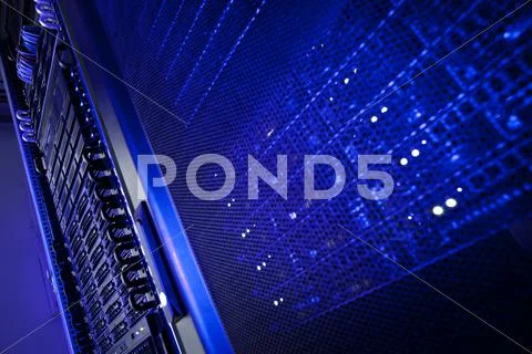 Server rack cluster in a data center (shallow DOF; color toned i Stock ...