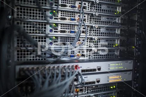 Server rack cluster in a data center Stock Photo ~ #69790995
