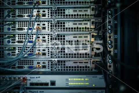 Server rack cluster in a data center Stock Photo ~ #72738610