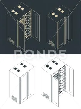 Server rack isometric blueprints: Graphic #156263577